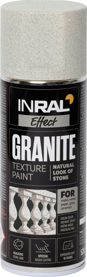 INRAL GRANITE, granito efekto aerozoliniai dažai (kreminiai)
